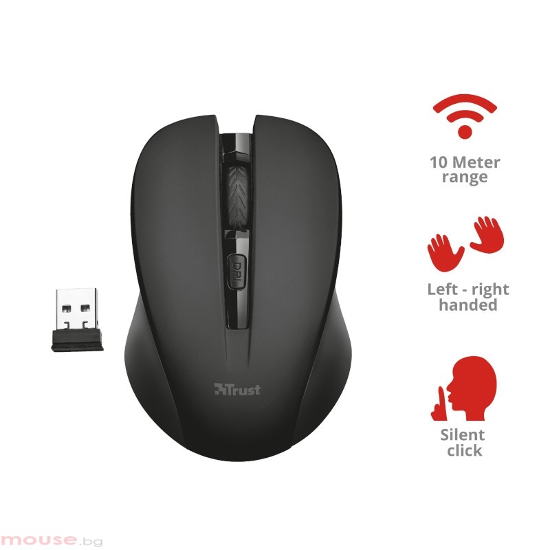 Мишка TRUST Mydo Silent Wireless Mouse BLK