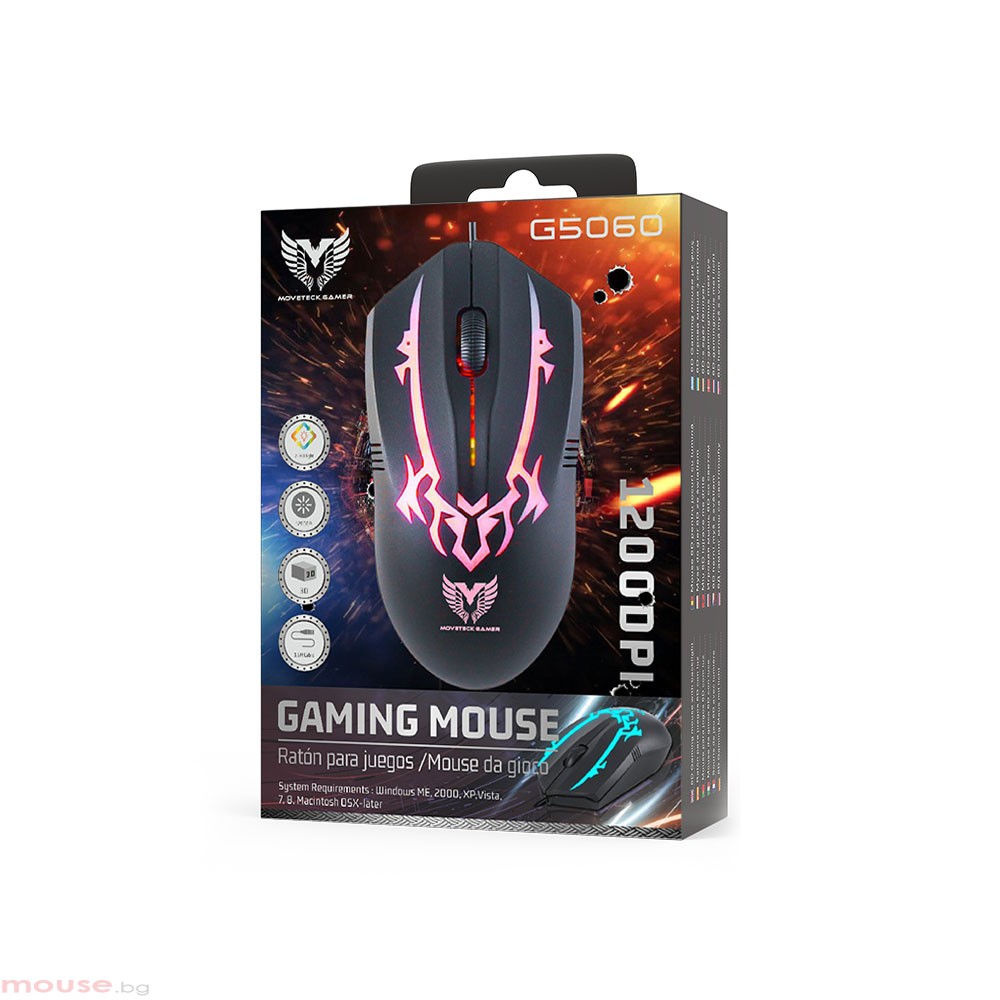Геймърска мишка Moveteck G5060, Оптична, 3D, Черен